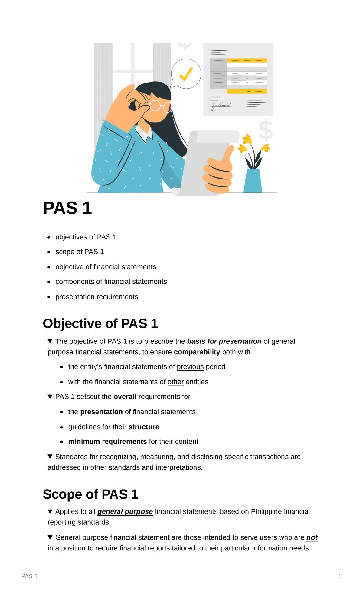 PAS 1 CONCEPTUAL FRAMEWORKS ACCOUNTING STANDARDS - PAS 1 objectives of ...