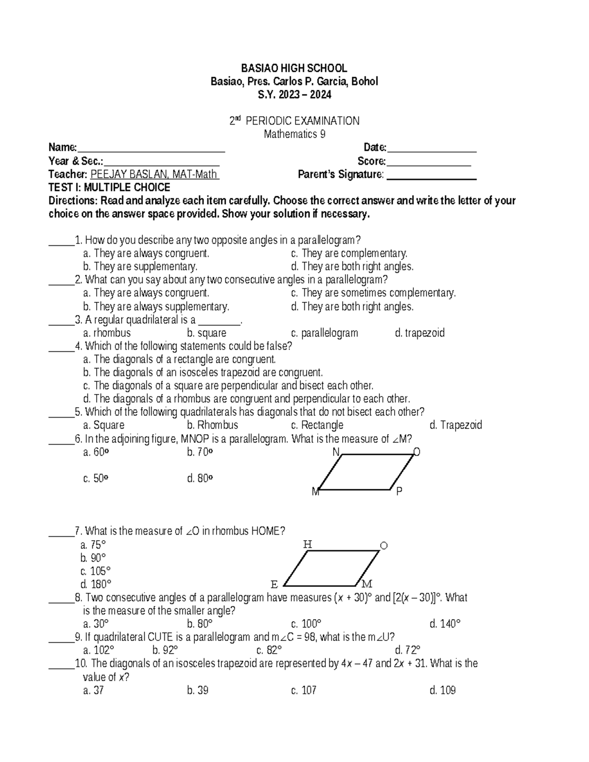 414539799 3rd Periodic Test grade 9 - H O E M BASIAO HIGH SCHOOL Basiao ...
