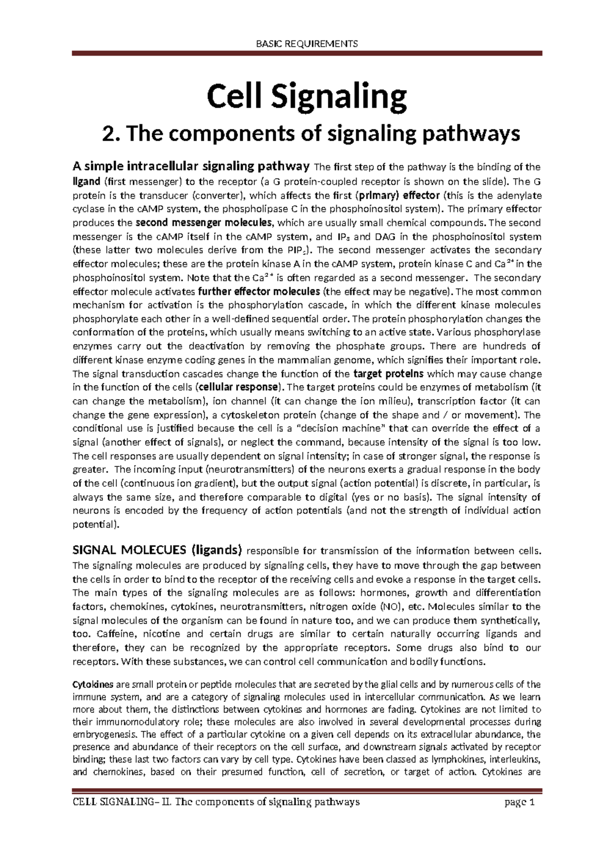 2. Cell signaling - the components - Cell Signaling 2. The components ...