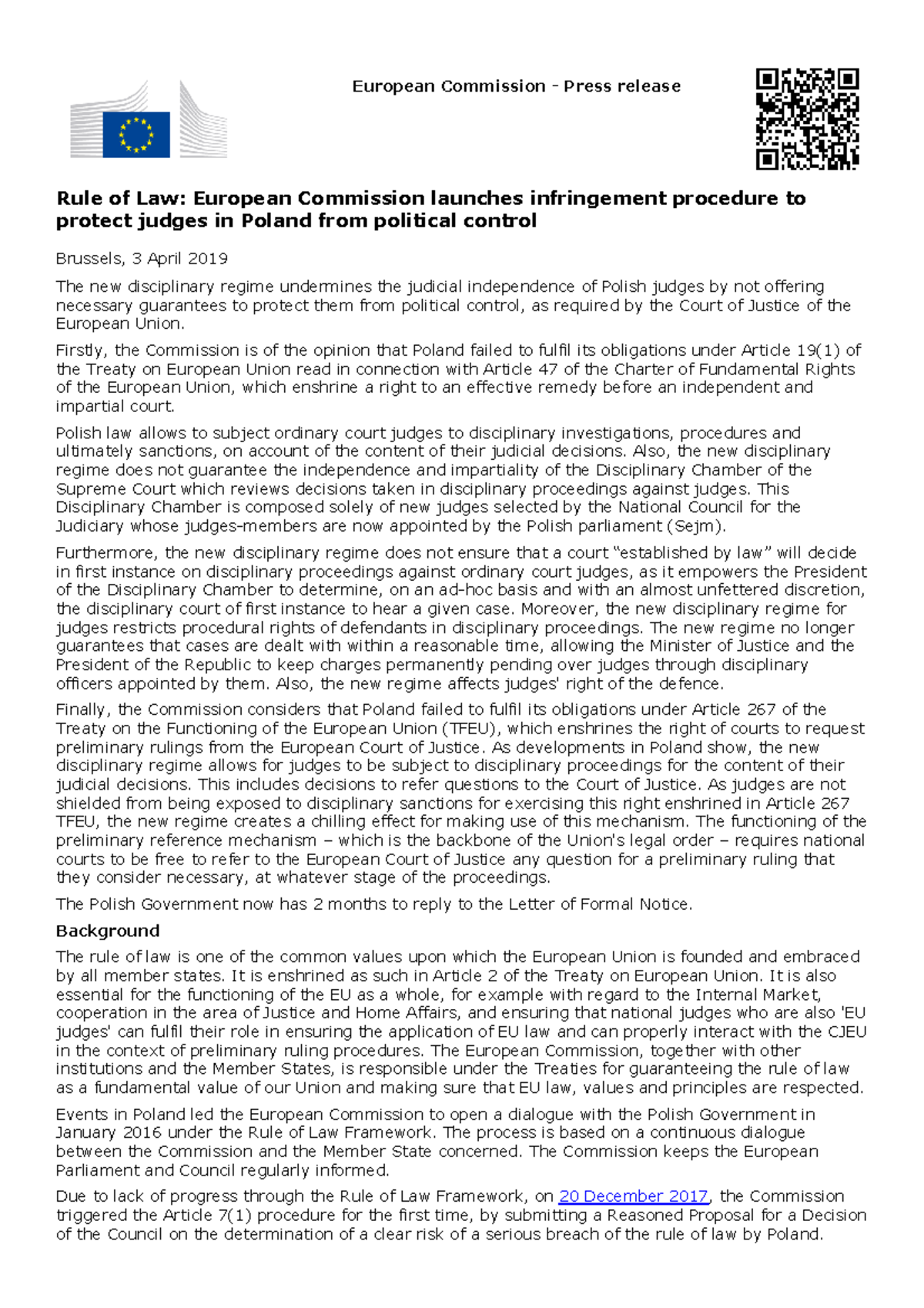 Rule of Law European Commission launches infringement procedure to ...