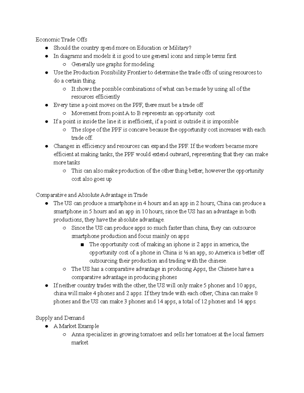 Micro Economics Notes Week 2 - Economic Trade Offs Should the country ...
