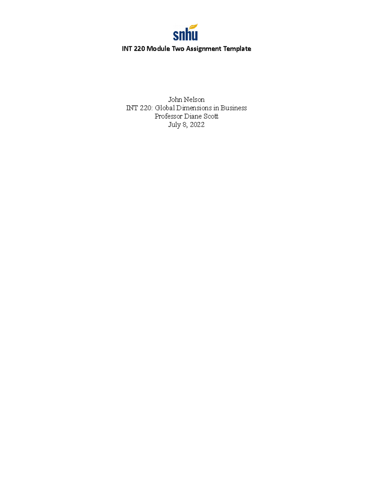 INT 220 Bus Brief Final A+ - INT 220 Module Two Assignment Template ...