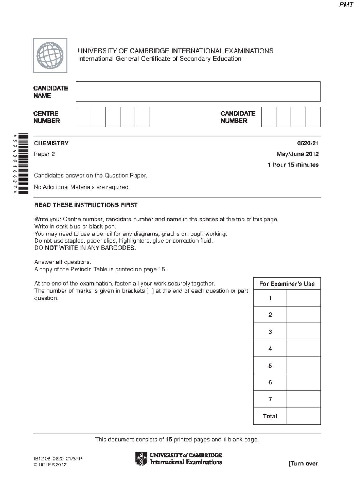 June 2012 (v1) QP - Paper 2 CIE Chemistry Igcse - READ THESE ...