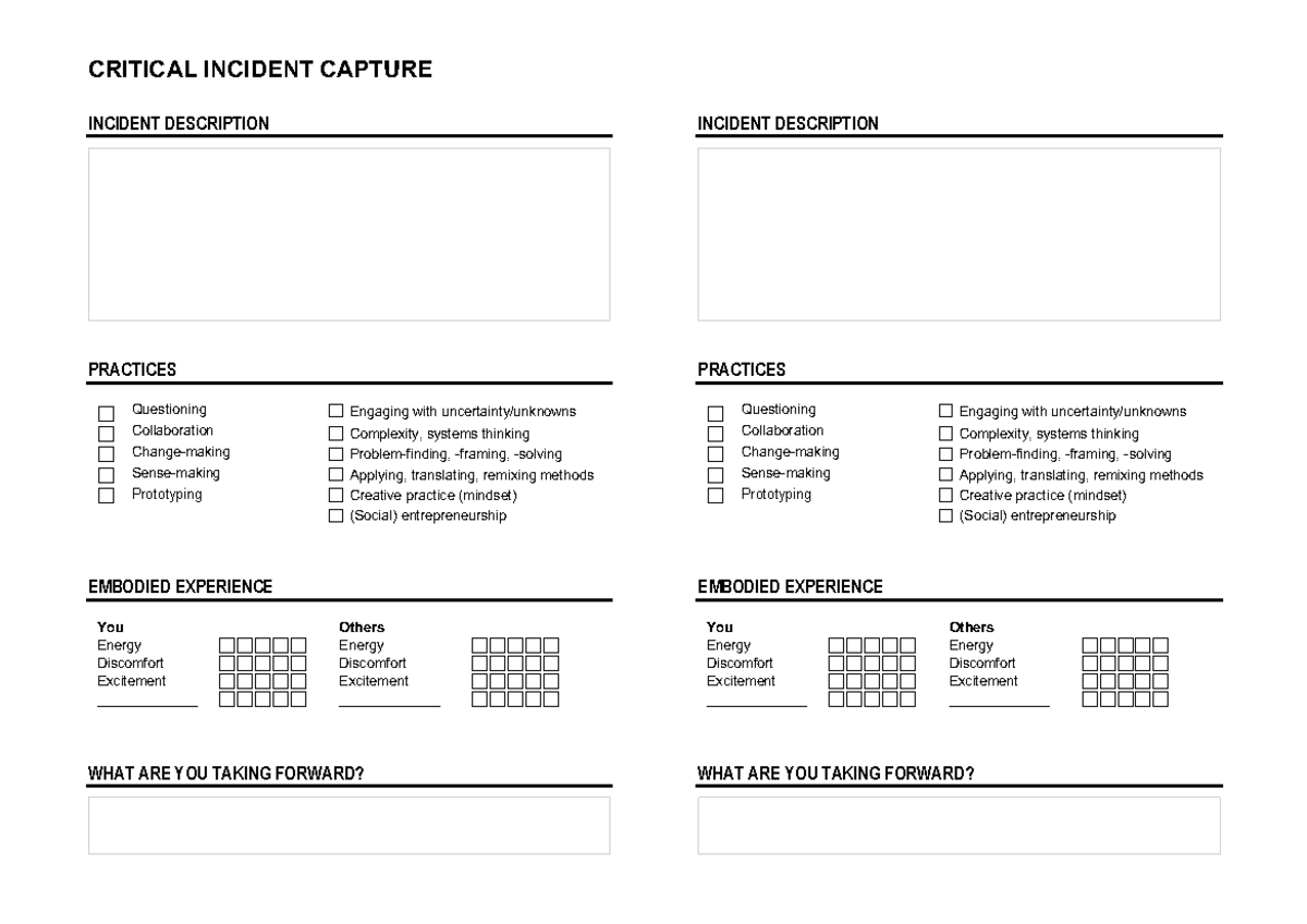 Critical Incident Capture Template - CRITICAL INCIDENT CAPTURE INCIDENT ...