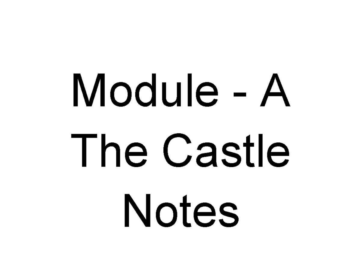 Module A - The Castle - N/A - Module - A The Castle Notes - Studocu
