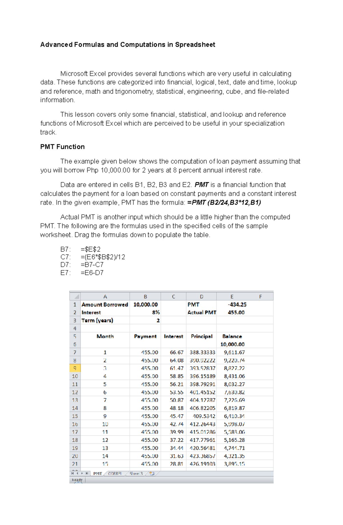 Chapter 2 Lesson 3 - SHS ICT Module - Advanced Formulas and Computations in Spreadsheet ...