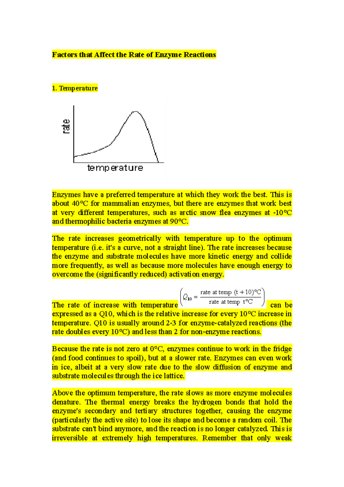 Factors that Affect the Rate of Enzyme Reactions - Temperature Enzymes ...