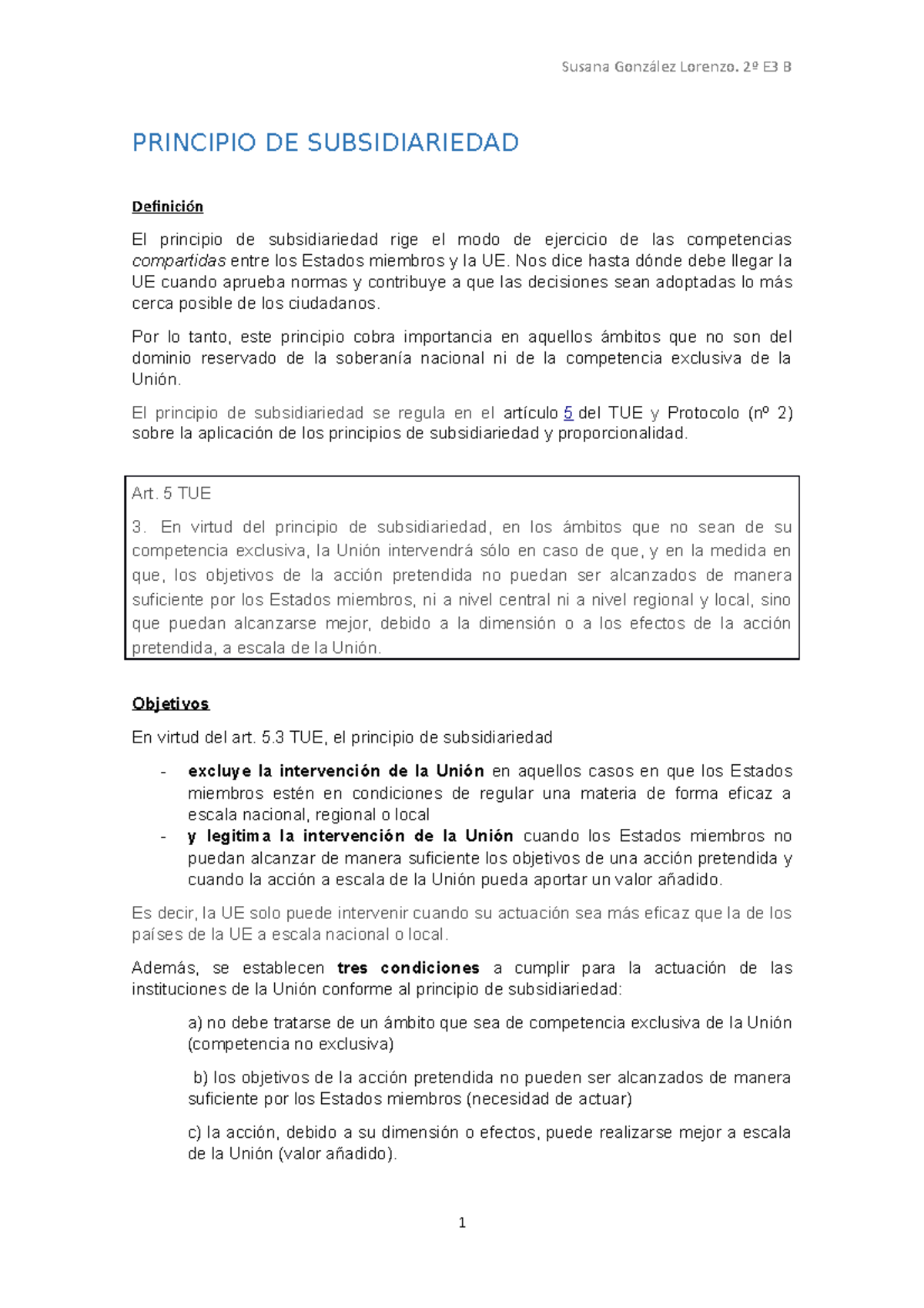 Principio DE Subsidariedad - Susana González Lorenzo. 2º E3 B PRINCIPIO ...