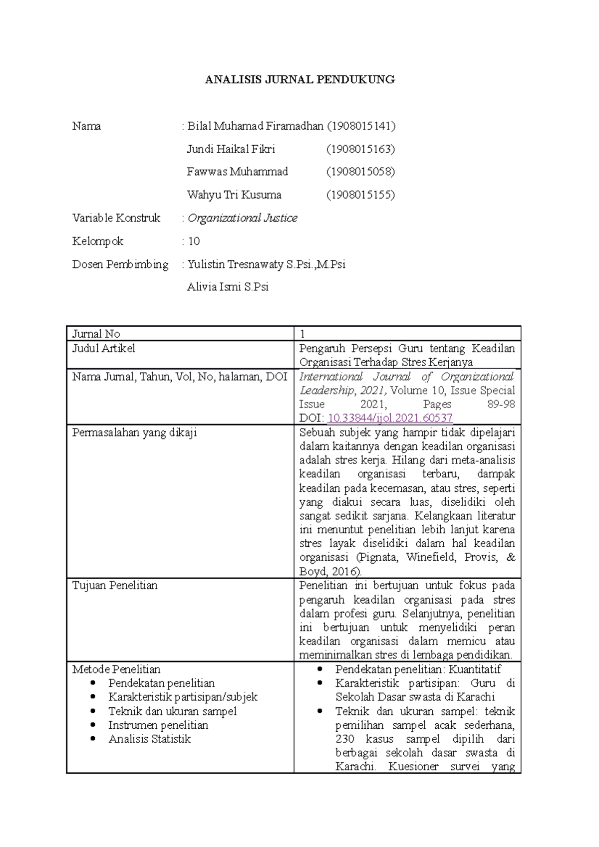 Analisis Jurnal Pendukung Kelompok 10 - ANALISIS JURNAL PENDUKUNG Nama ...
