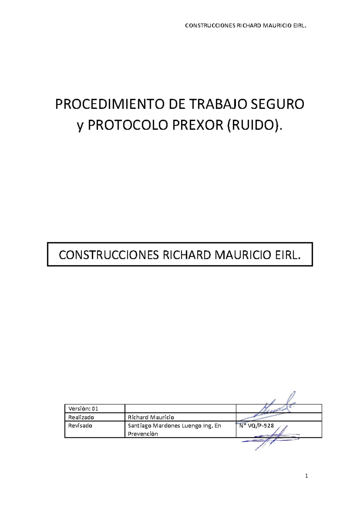 Procedimiento Prexor - nuevo - PROCEDIMIENTO DE TRABAJO SEGURO y ...