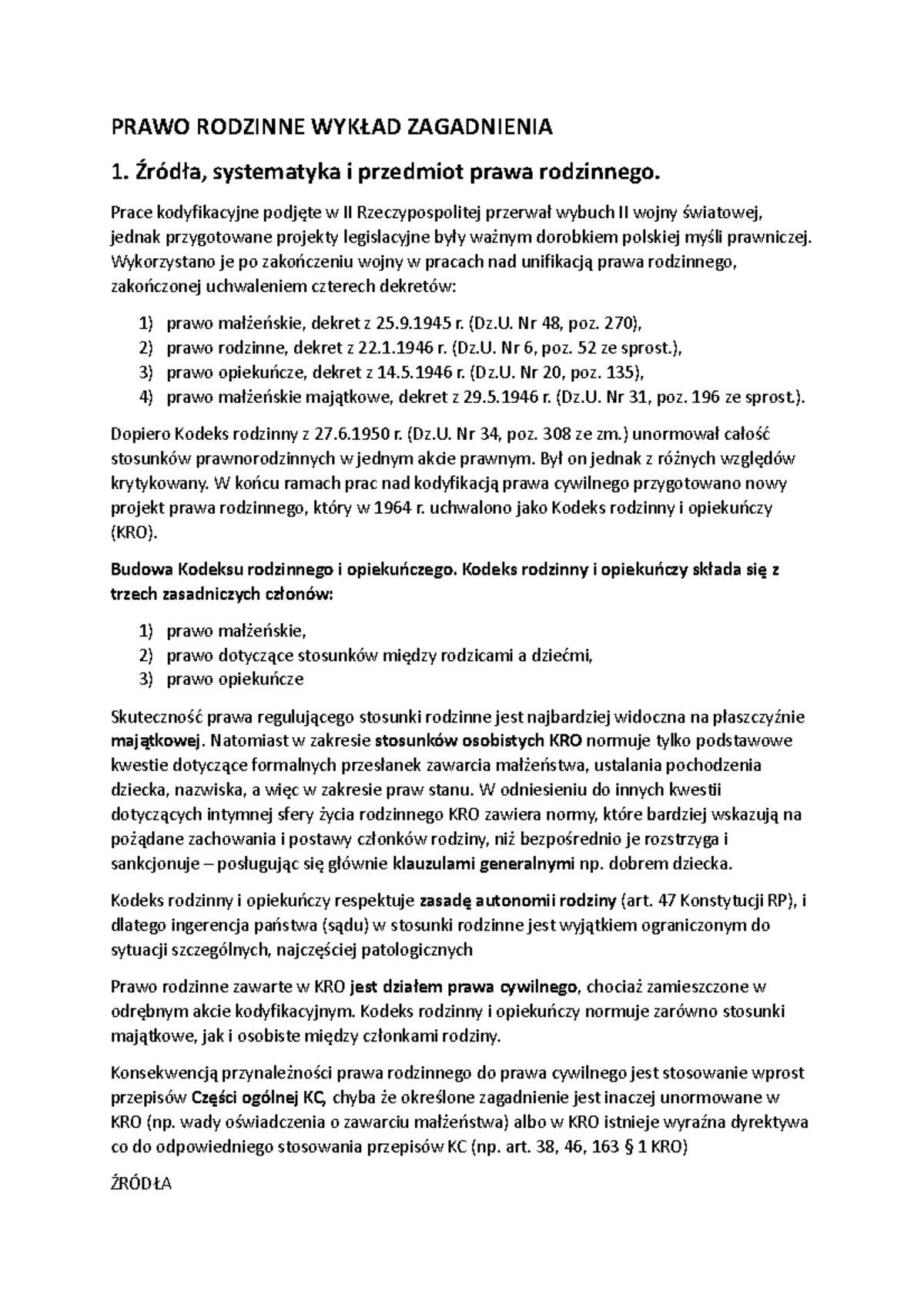 Prawo Rodzinne WYKŁAD Zagadnienia 1-67 - PRAWO RODZINNE WYKŁAD ...