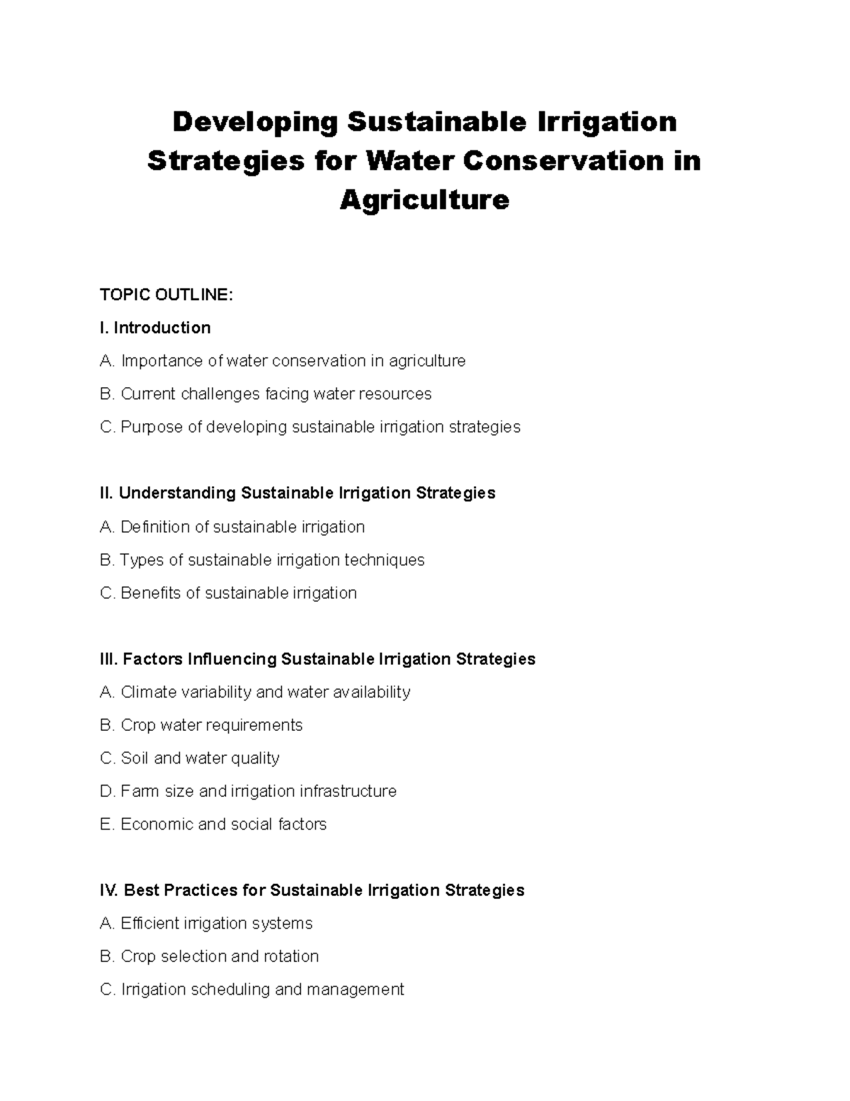 AGRI: Developing Sustainable Irrigation Strategies for Water ...