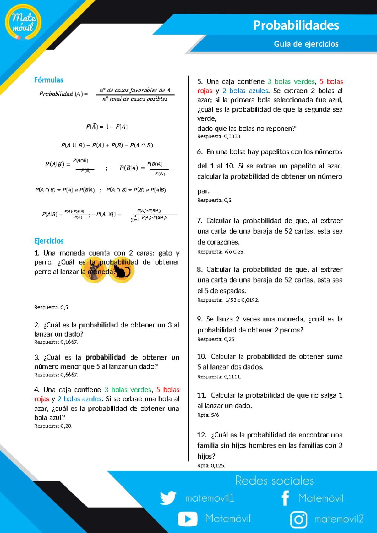 Ejercicios de Probabilidades Matemovil - ∑ Probabilidades Guía de ...