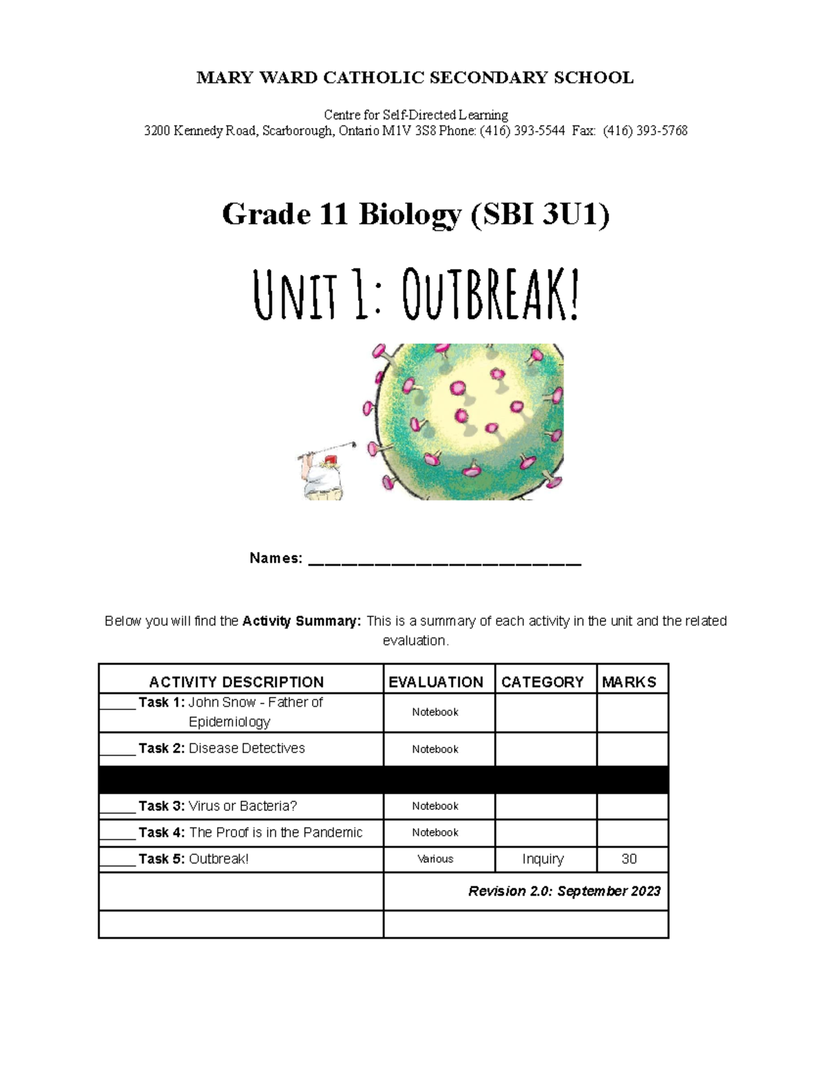 Unit 1 Pandemic - hihihihih ward - Centre for Self-Directed Learning ...