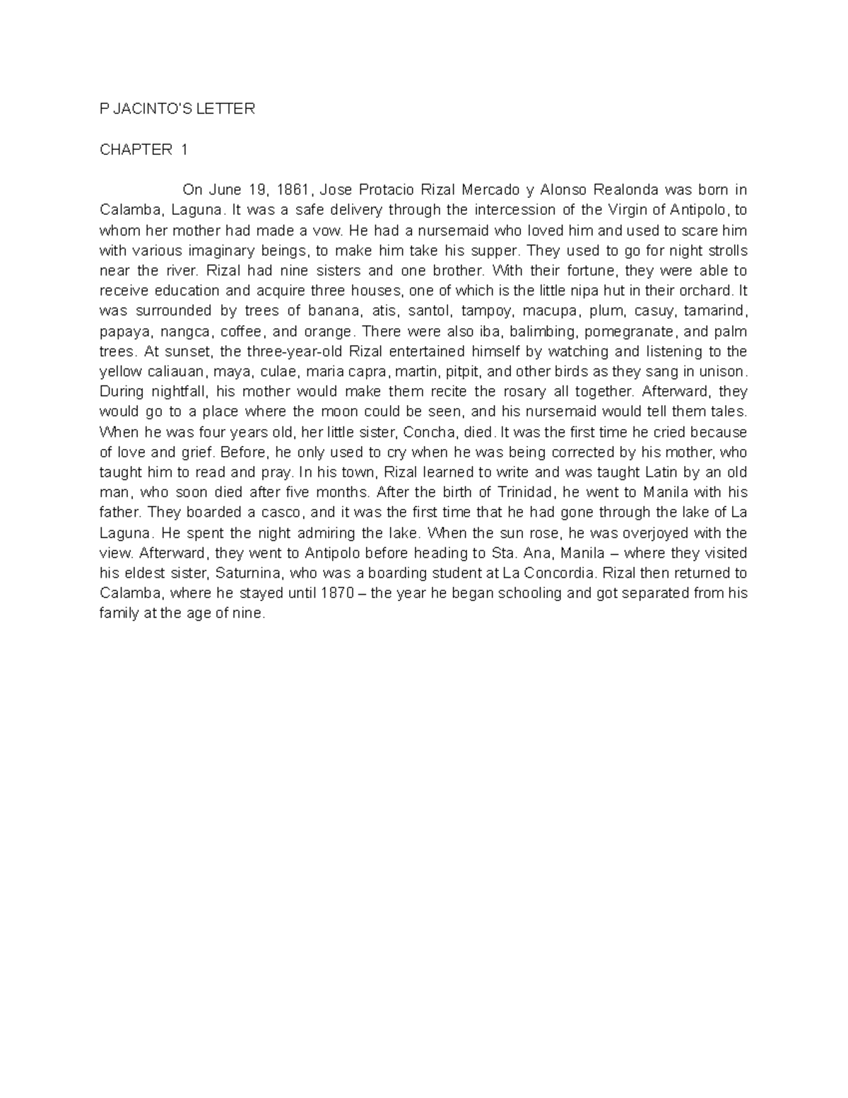 21263-P Jacinto's Letter - P JACINTO’S LETTER CHAPTER 1 On June 19 ...