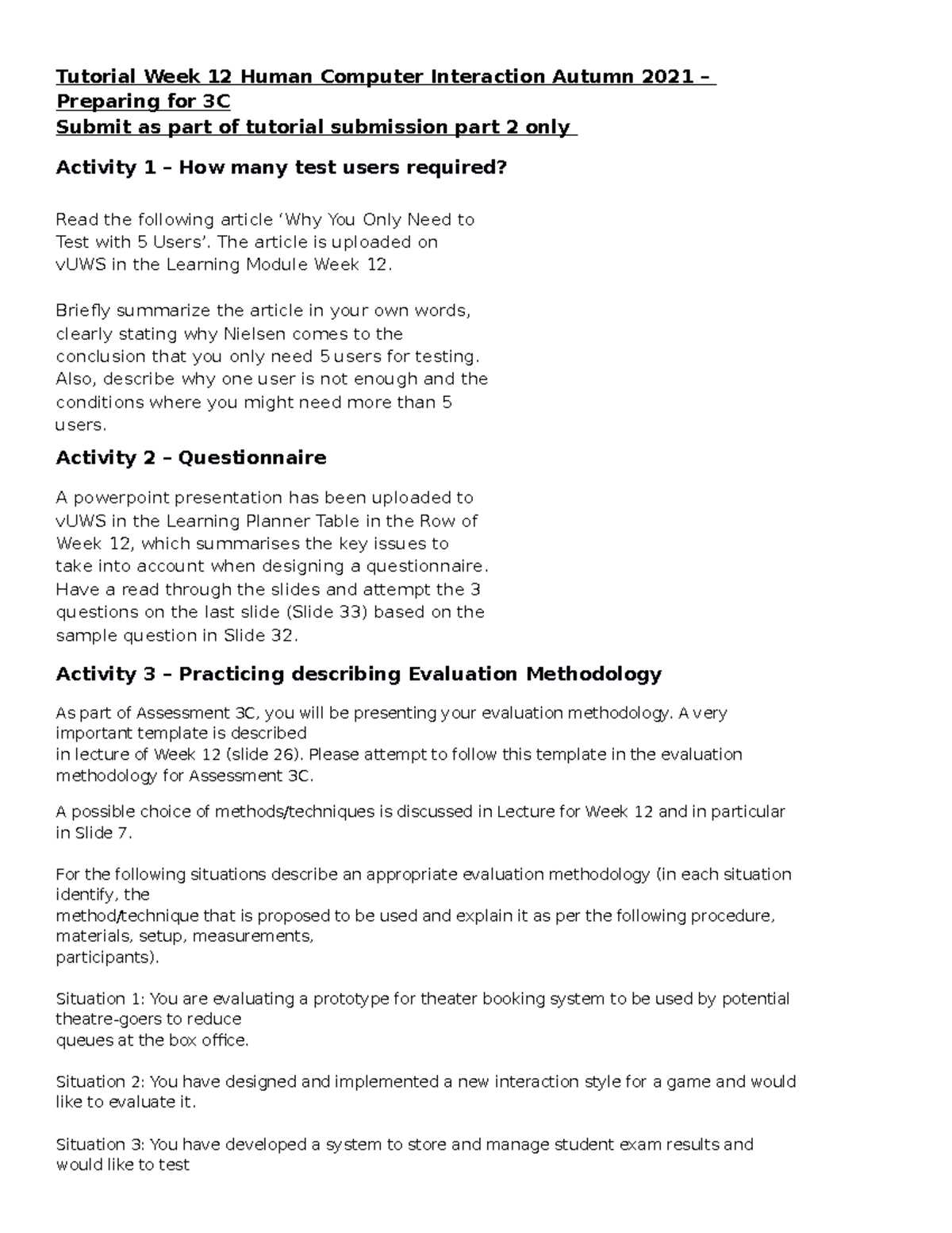 Tutorial Week 12 HCI Autumn 2021 - Tutorial Week 12 Human Computer ...