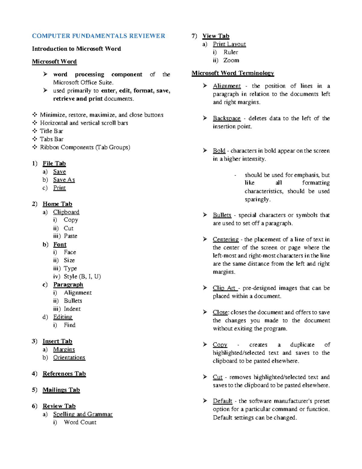 Computer Fundamentals word Reviewer - COMPUTER FUNDAMENTALS REVIEWER ...