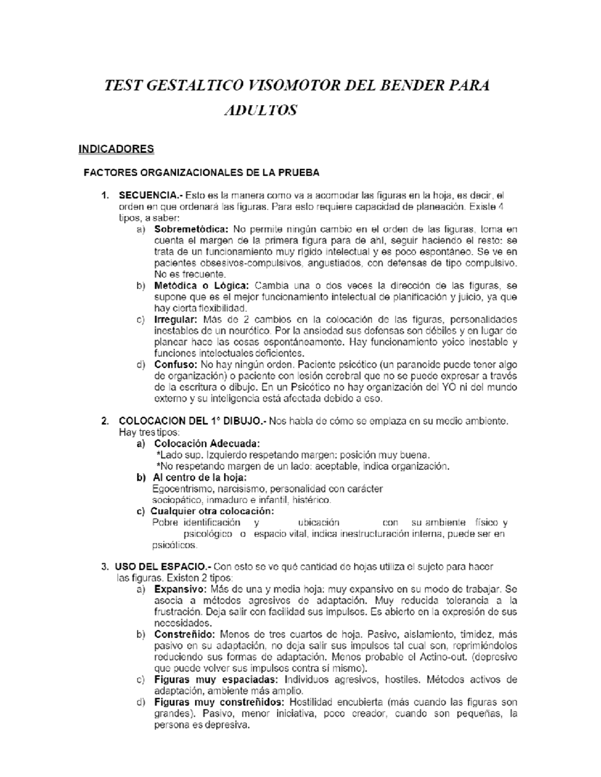 TEST Gestaltico Visomotor DEL Bender PARA Adultos - PDF Descargar libre ...
