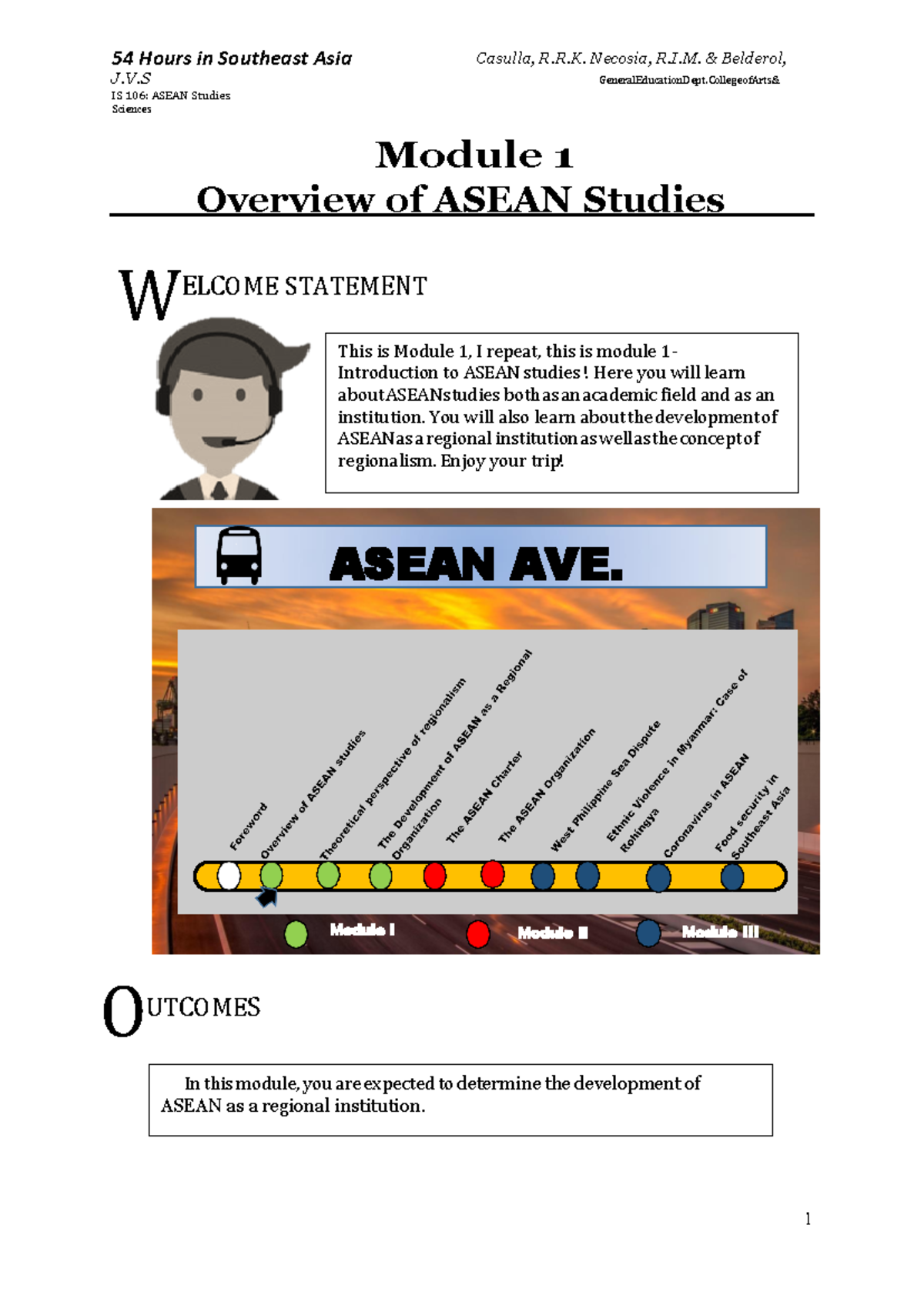 Module 1 - 54 Hours in Southeast Asia J.V IS 106: ASEAN Studies ...
