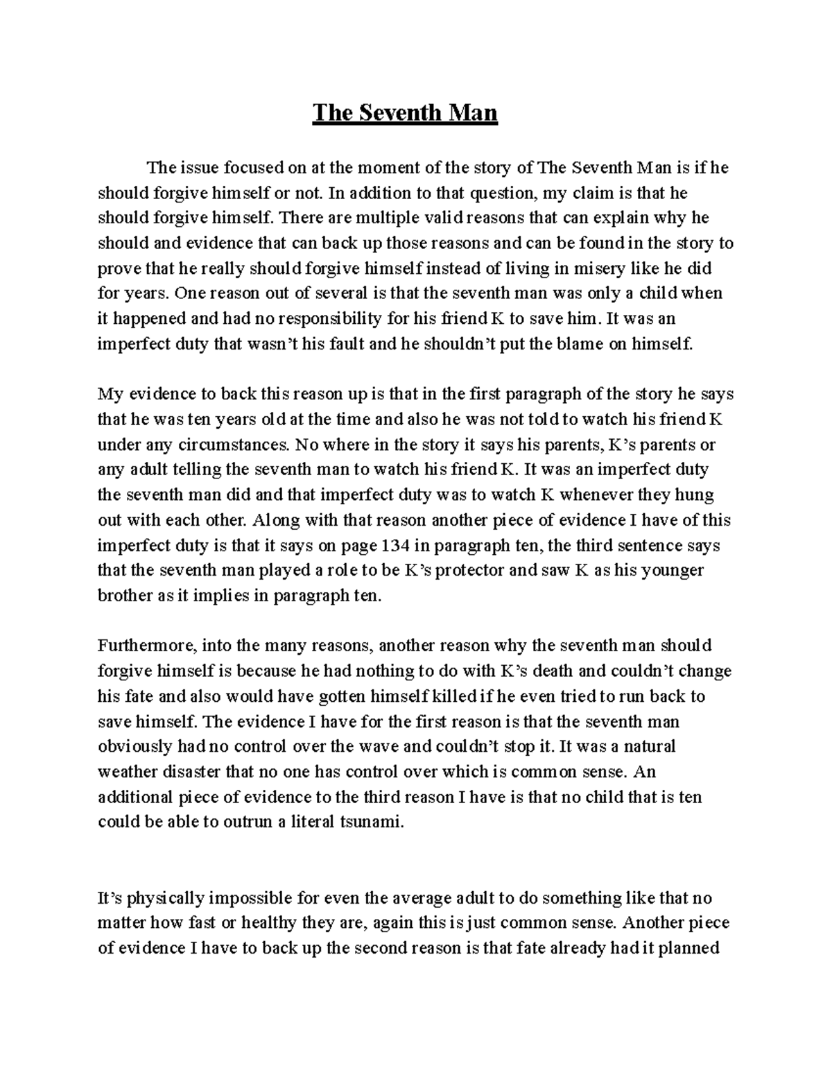 Should The Seventh Man Forgive Himself Essay - The Seventh Man The ...