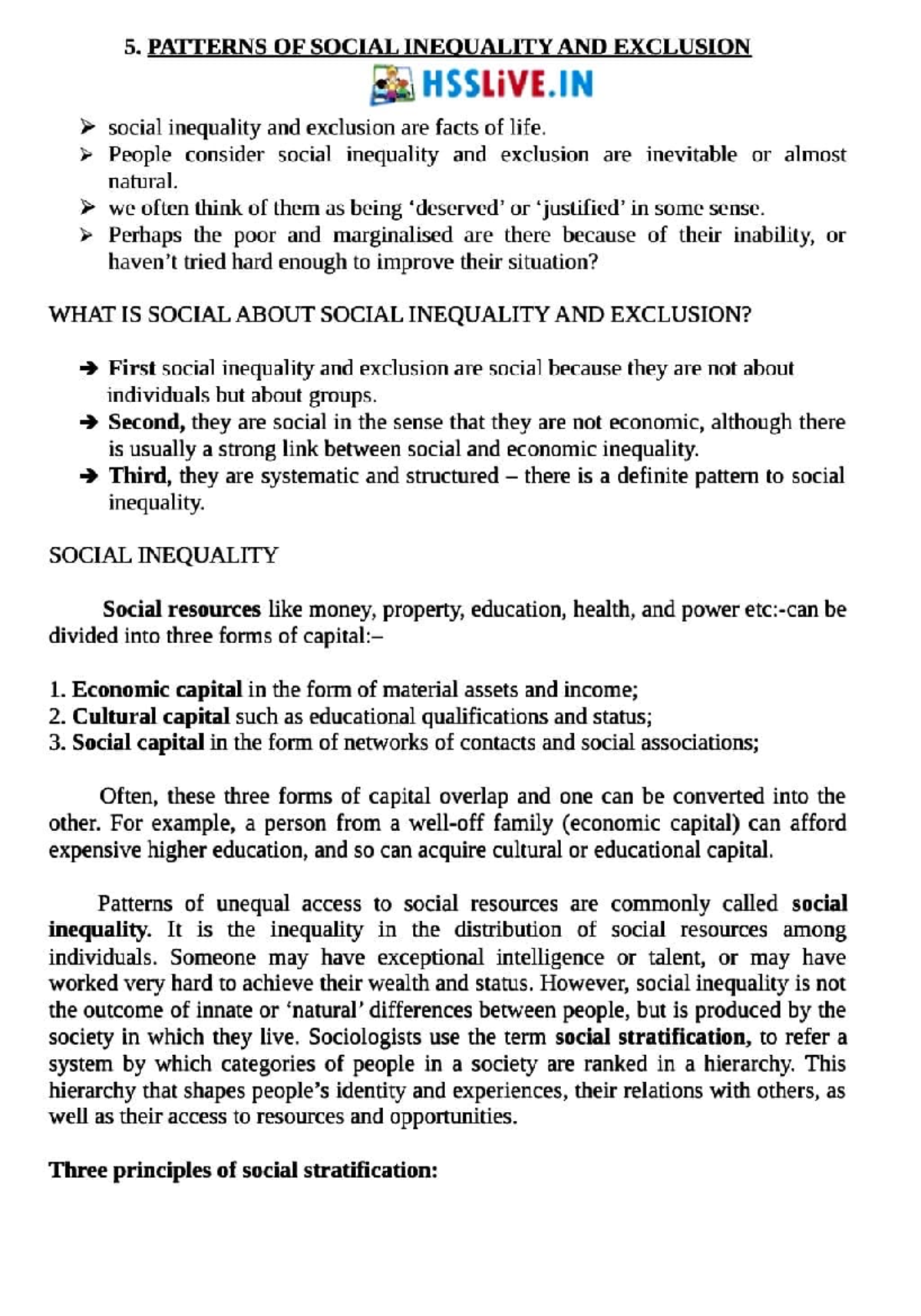 Patterns of Social Inequality and Exclusion - Sociology - Studocu