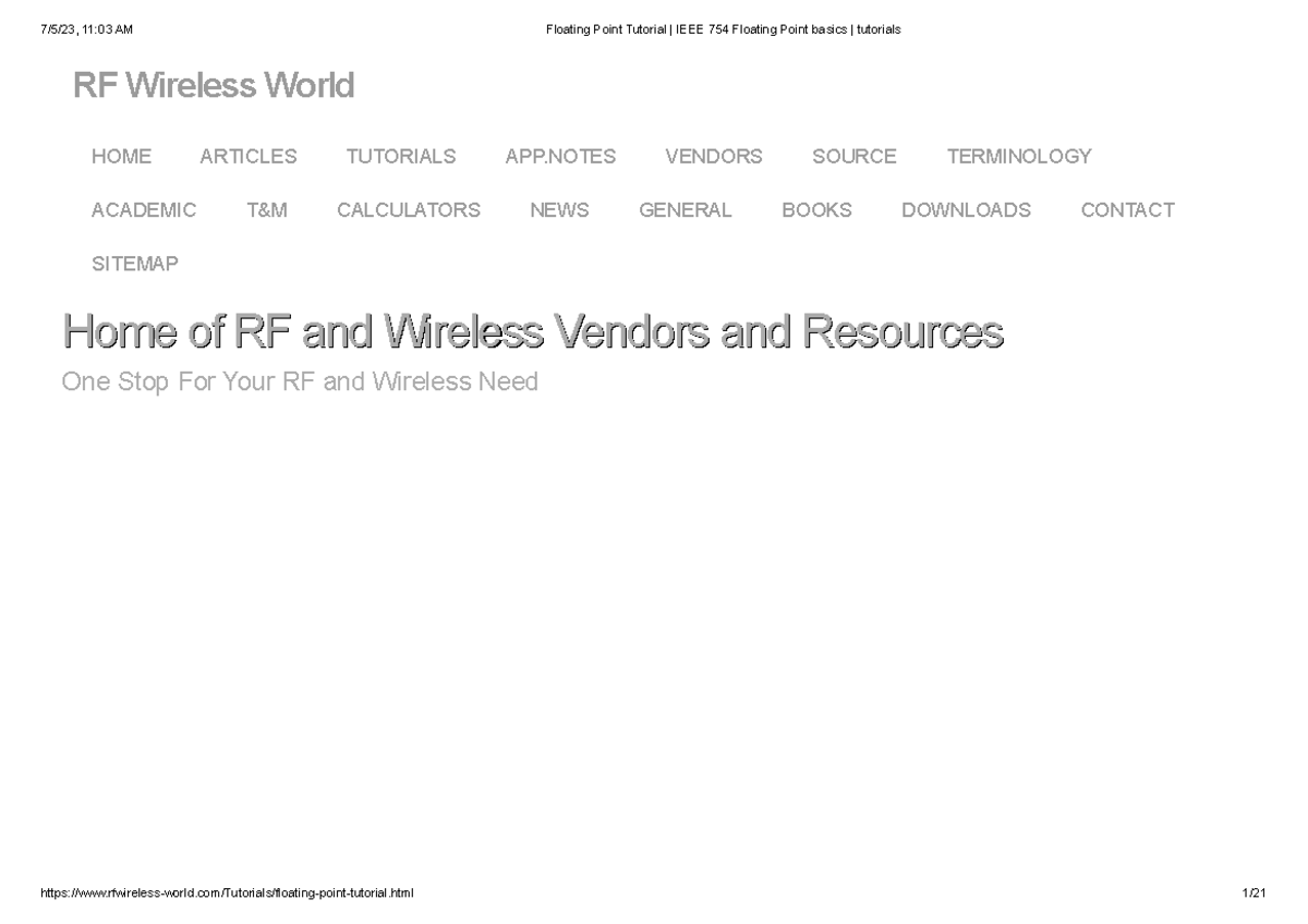 COA 3 floating point - lecture notes - RF Wireless World Home of RF and ...