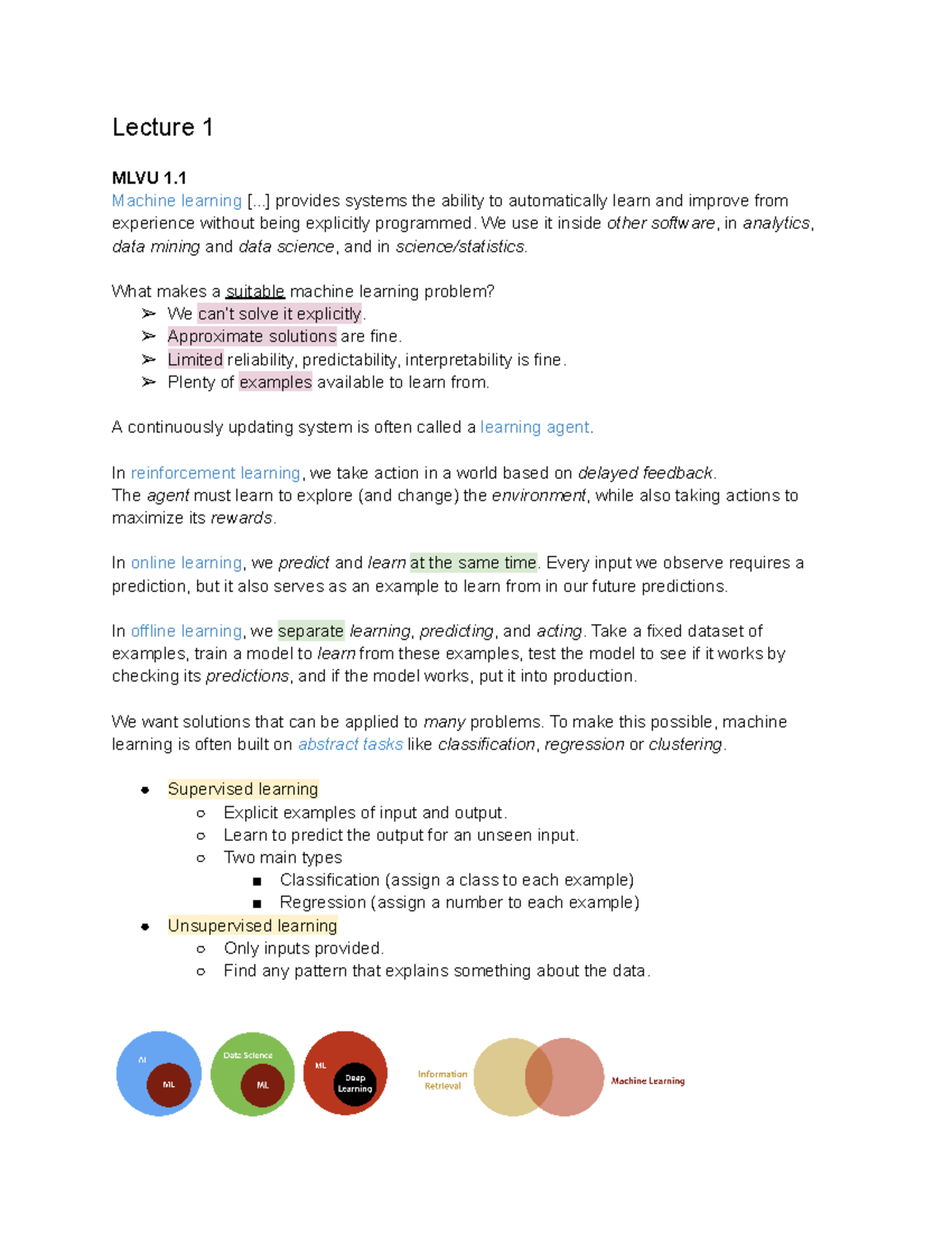 Ml Lecture Notes Lecture 1 Mlvu 1 Machine Learning Provides Systems The Ability To