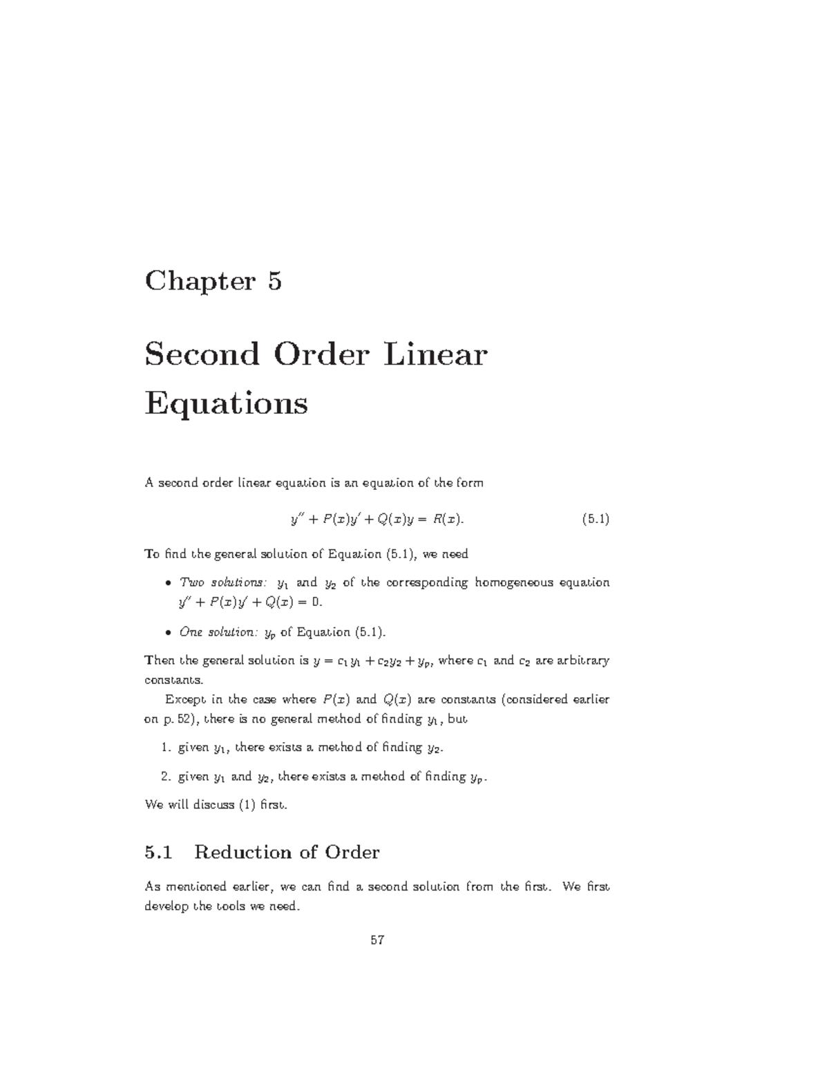 Differential equation p4 - Chapter 5 Second Order Linear Equations A second order linear ...