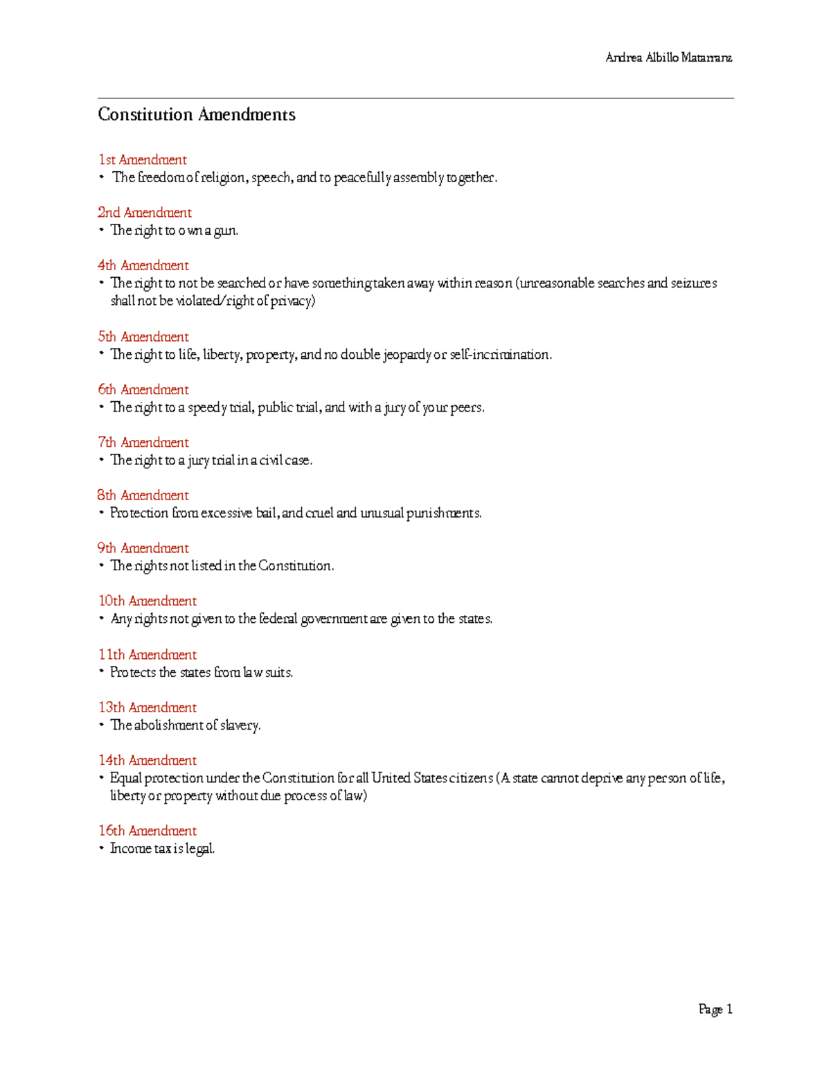 BLAW notes on the book for chapters 1-7 - Constitution Amendments 1st ...