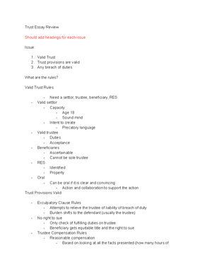 Trusts Outline - Lecture notes Entire Course - Trusts and Fiduciary ...