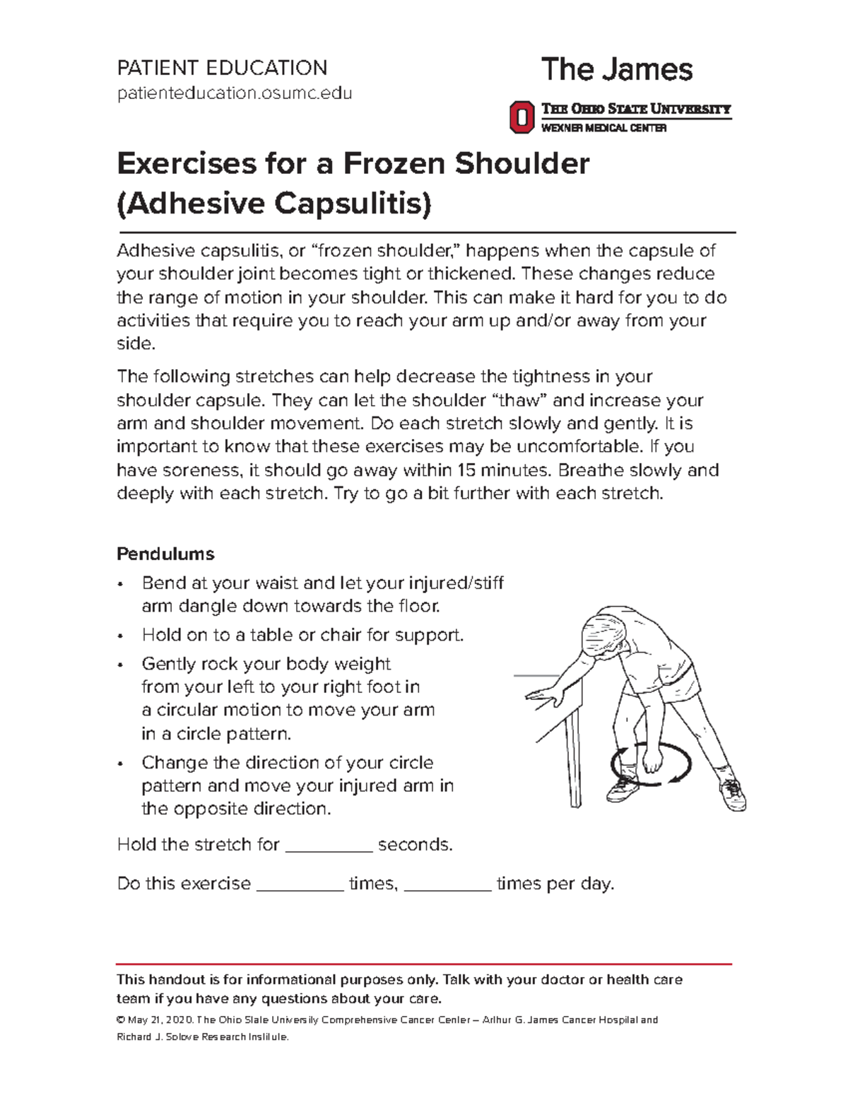 Exercisesfor Frozen Shoulder - PATIENT EDUCATION patienteducation.osumc ...