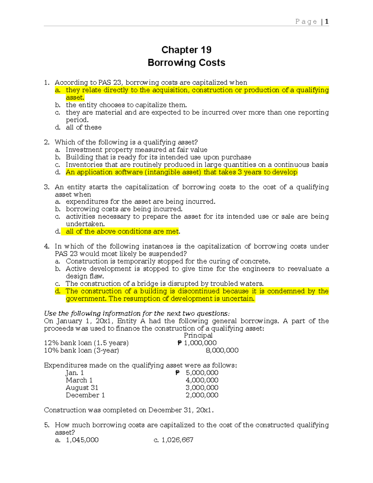 Chapter 19 Borrowing Costs - P a g e | 1 Chapter 19 Borrowing Costs ...