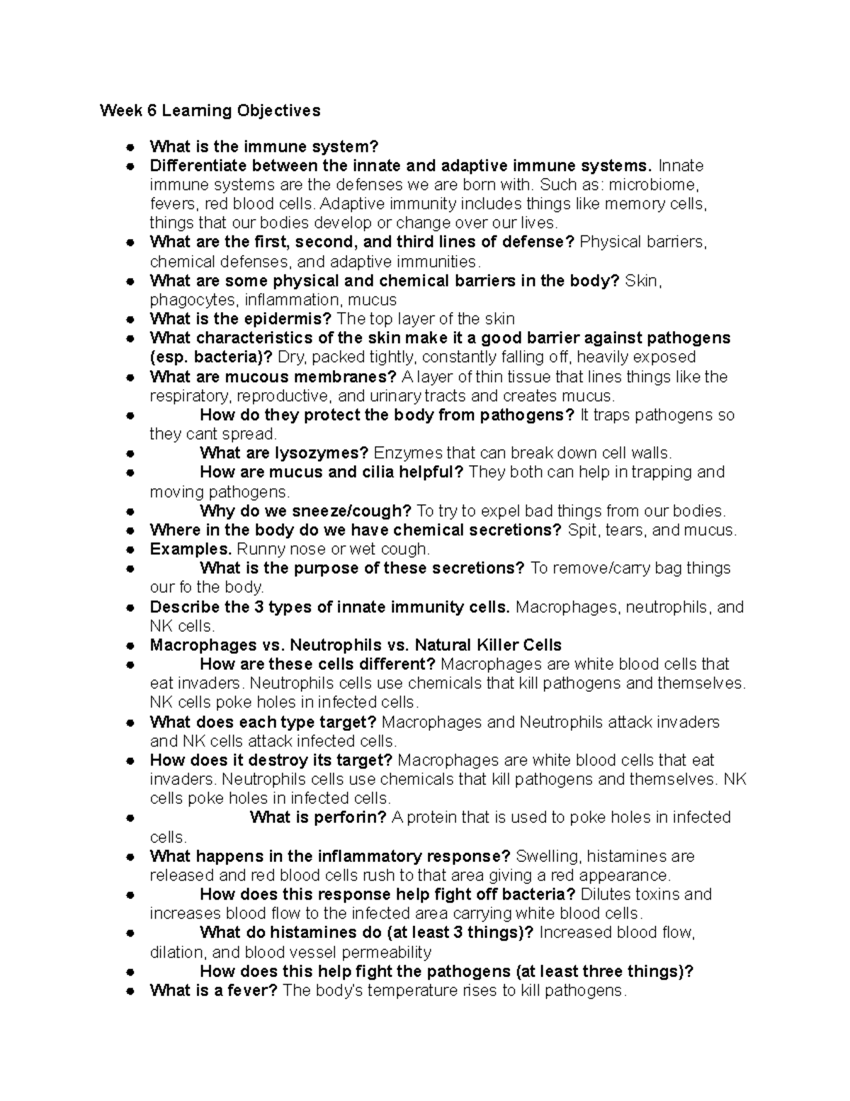 Learning Objectives Week 6 - Week 6 Learning Objectives What is the ...