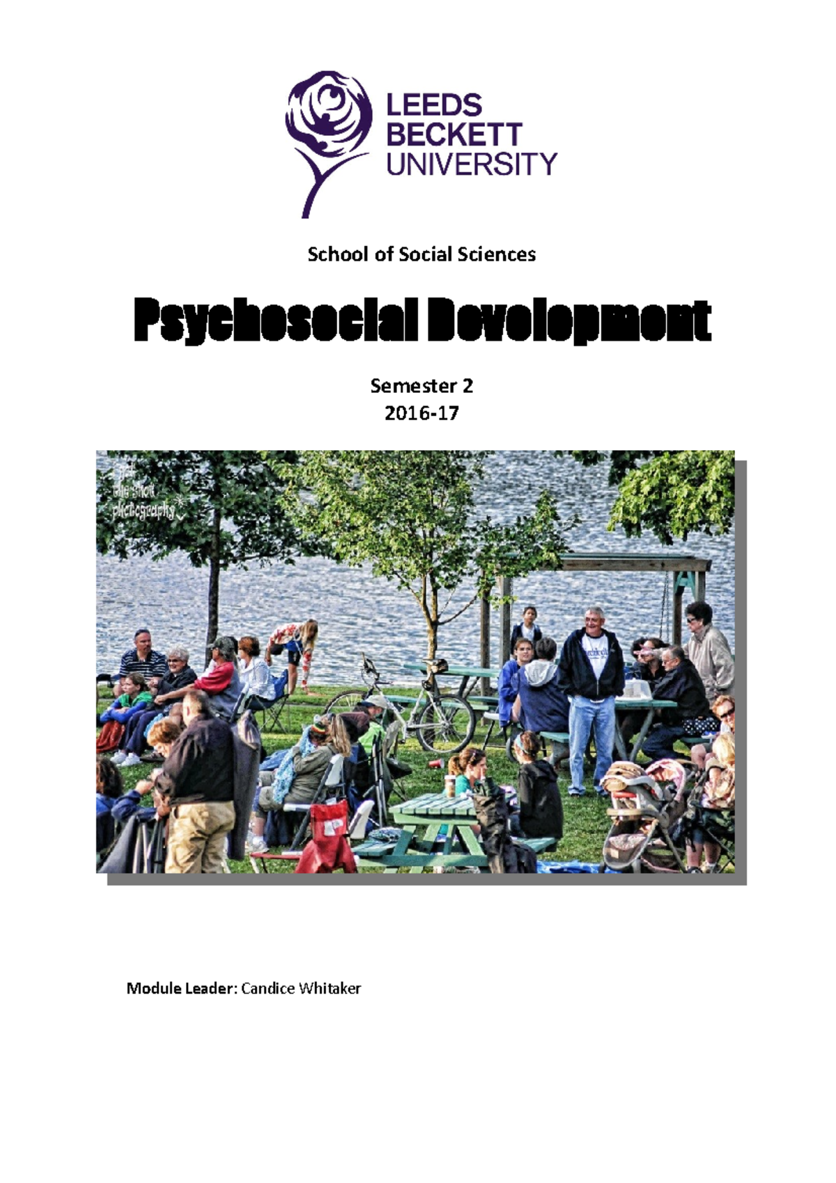 Psychosocial Development Module Handbook 2016-2017 - School of Social ...