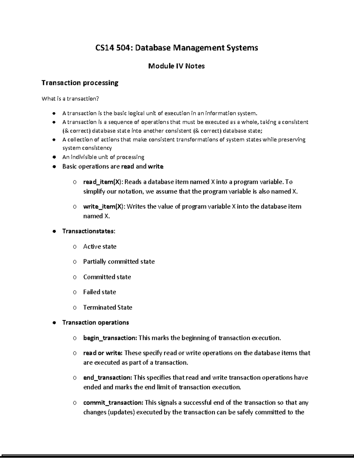 Module 4 DBMS CS208 Notes [Ktunotes - CS14 504: Database Management ...