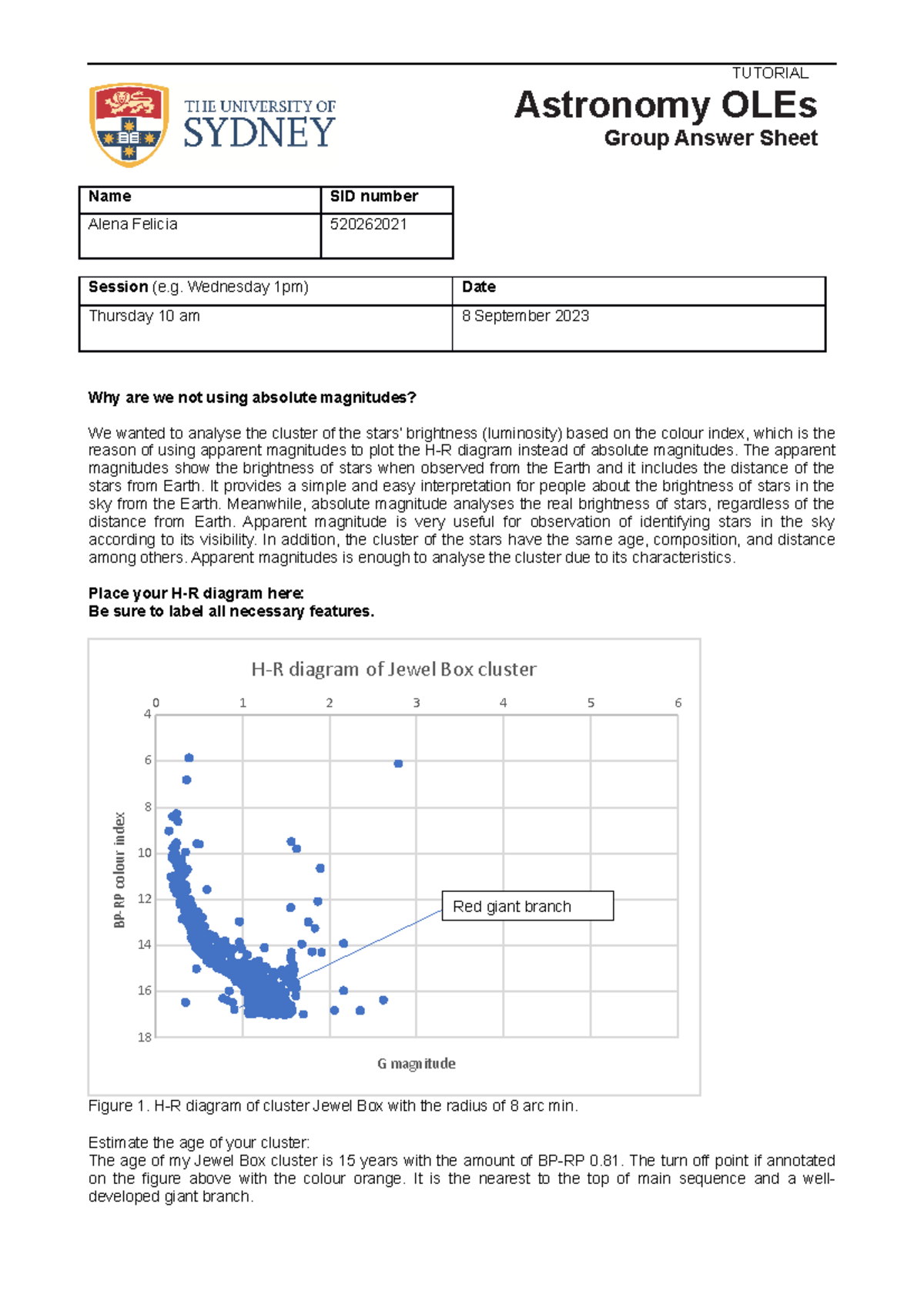 Tut2 OLET1638 Astro Student Answer Sheet 2021 - TUTORIAL Astronomy OLEs ...