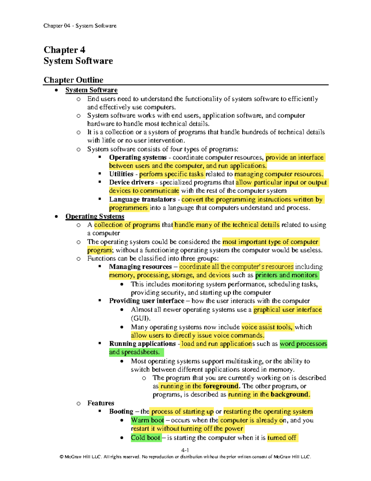 Notes on Chap4 v1 - 4 - 1 Chapter 4 System Software Chapter Outline ...