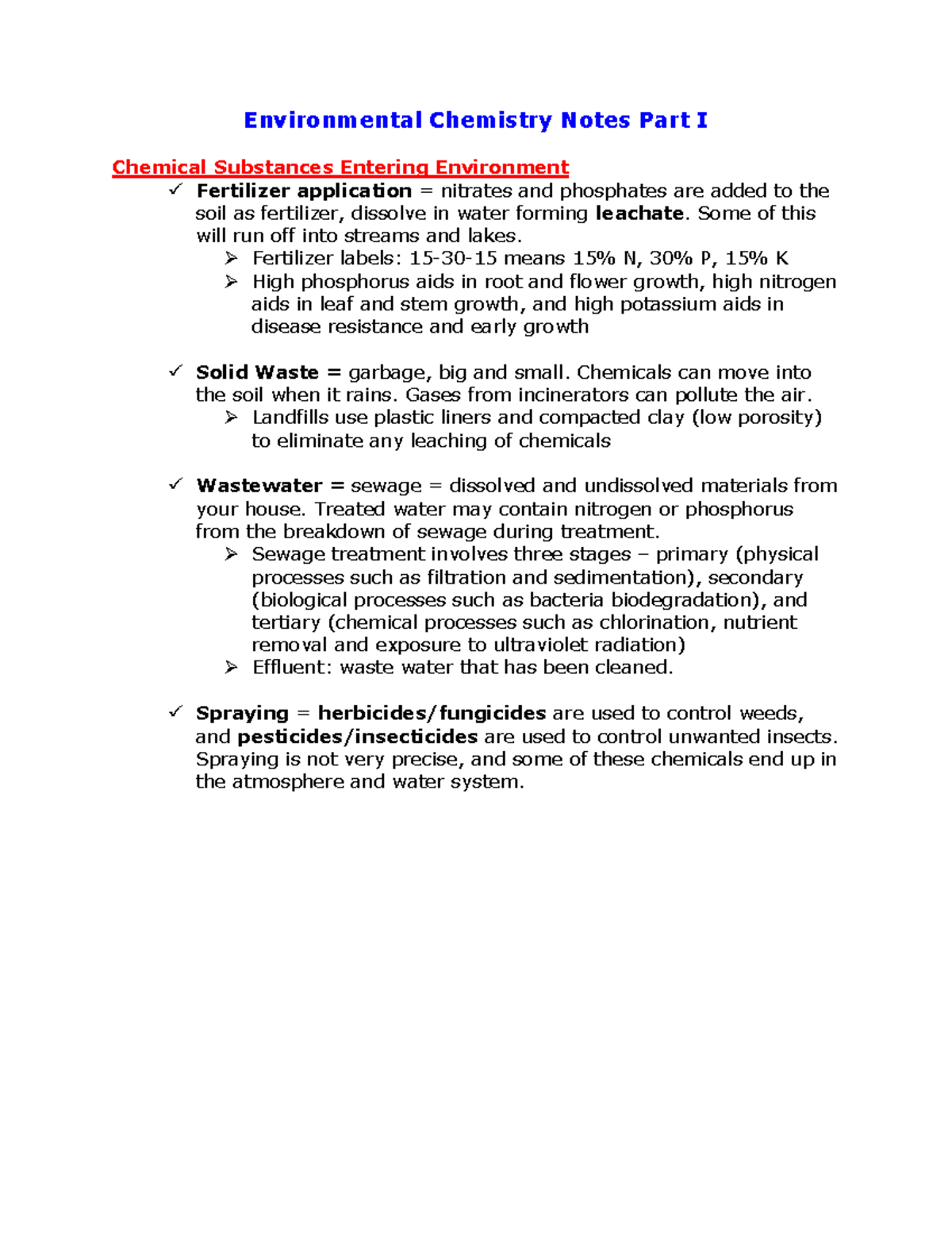 Environmental Chemistry Notes Part I - Environmental Chemistry Notes ...