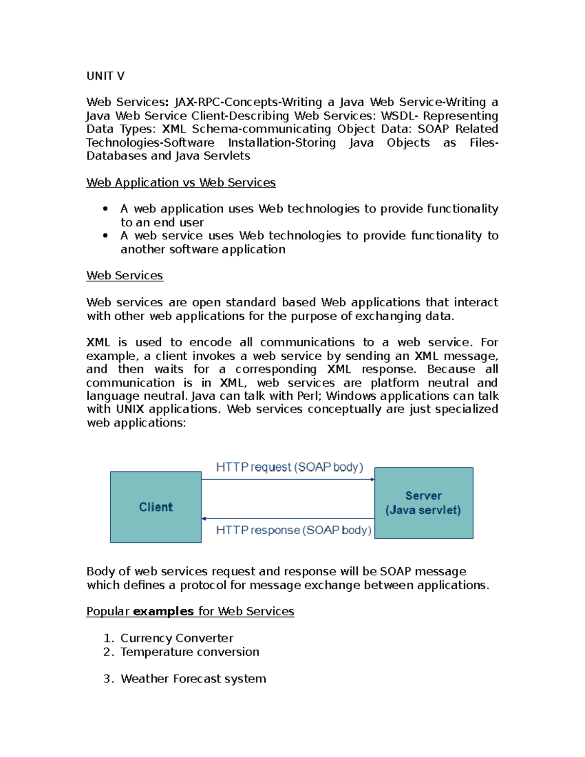 Unit v notes client server - UNIT V Web Services : JAX-RPC-Concepts ...