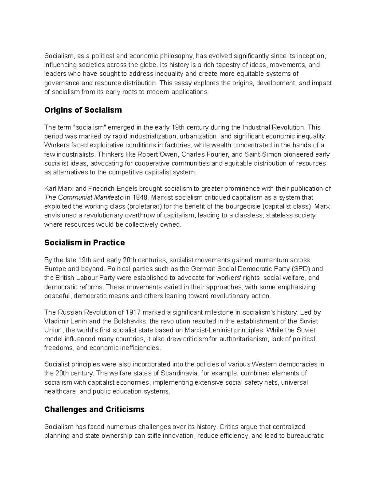 History of socalism - Socialism, as a political and economic philosophy ...