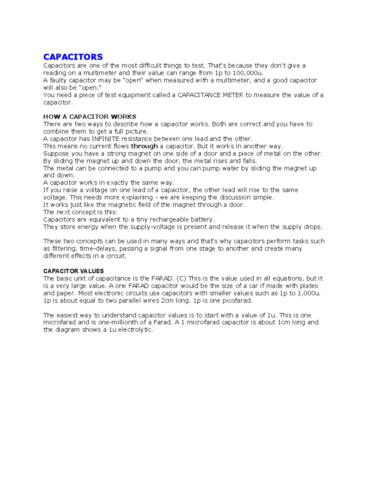 Capacitors - Lecture notes 2-5 - CAPACITORS Capacitors are one of the ...