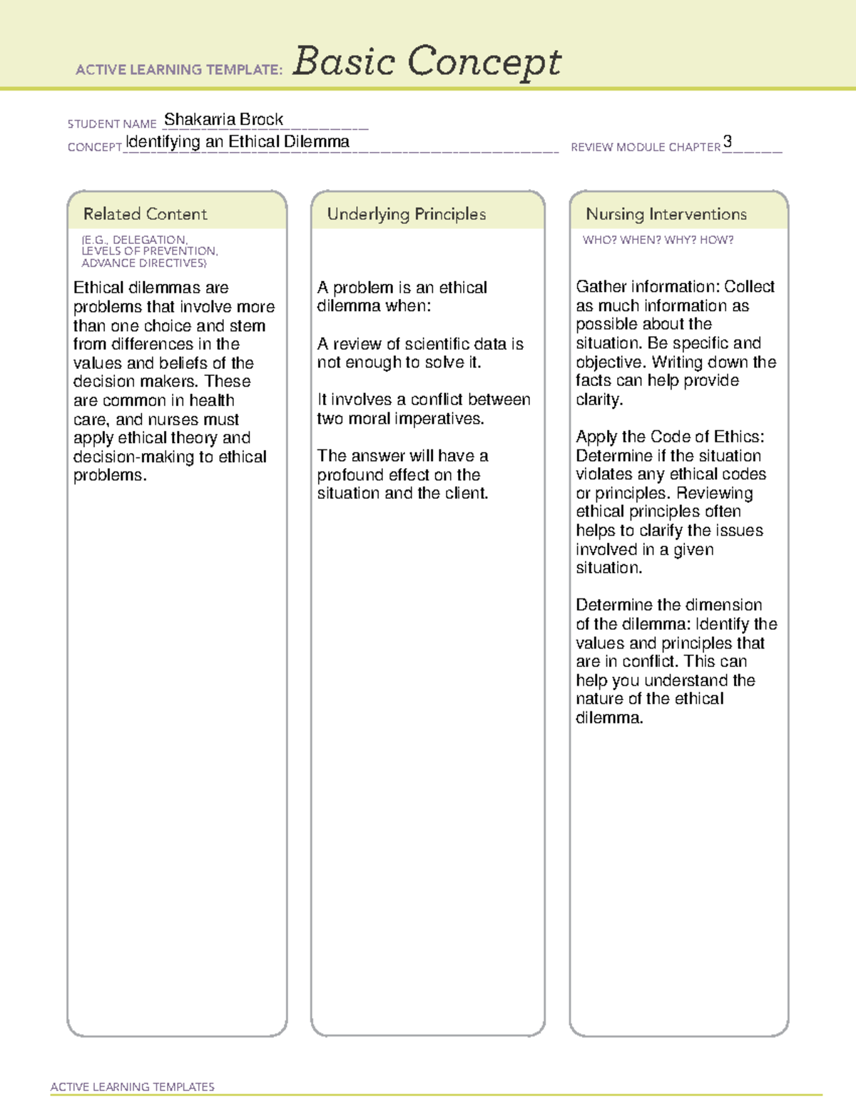 FR1 - concepts - NURSING 101 - ACTIVE LEARNING TEMPLATES Basic Concept ...