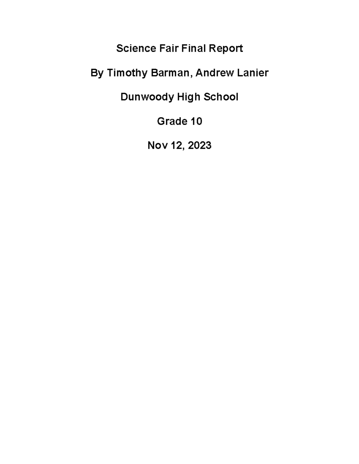 Science Fair Final Document - Science Fair Final Report By Timothy ...