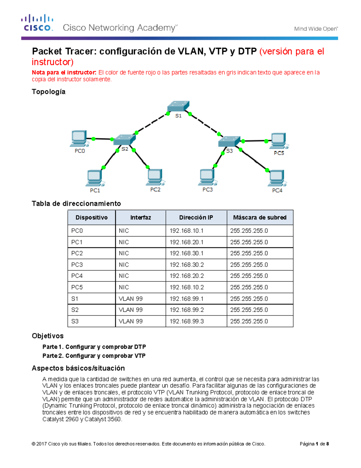 2.1.4.4 Packet Tracer - Configure VLANs, VTP, and DTP - ILM - Packet Tracer: configuración de ...