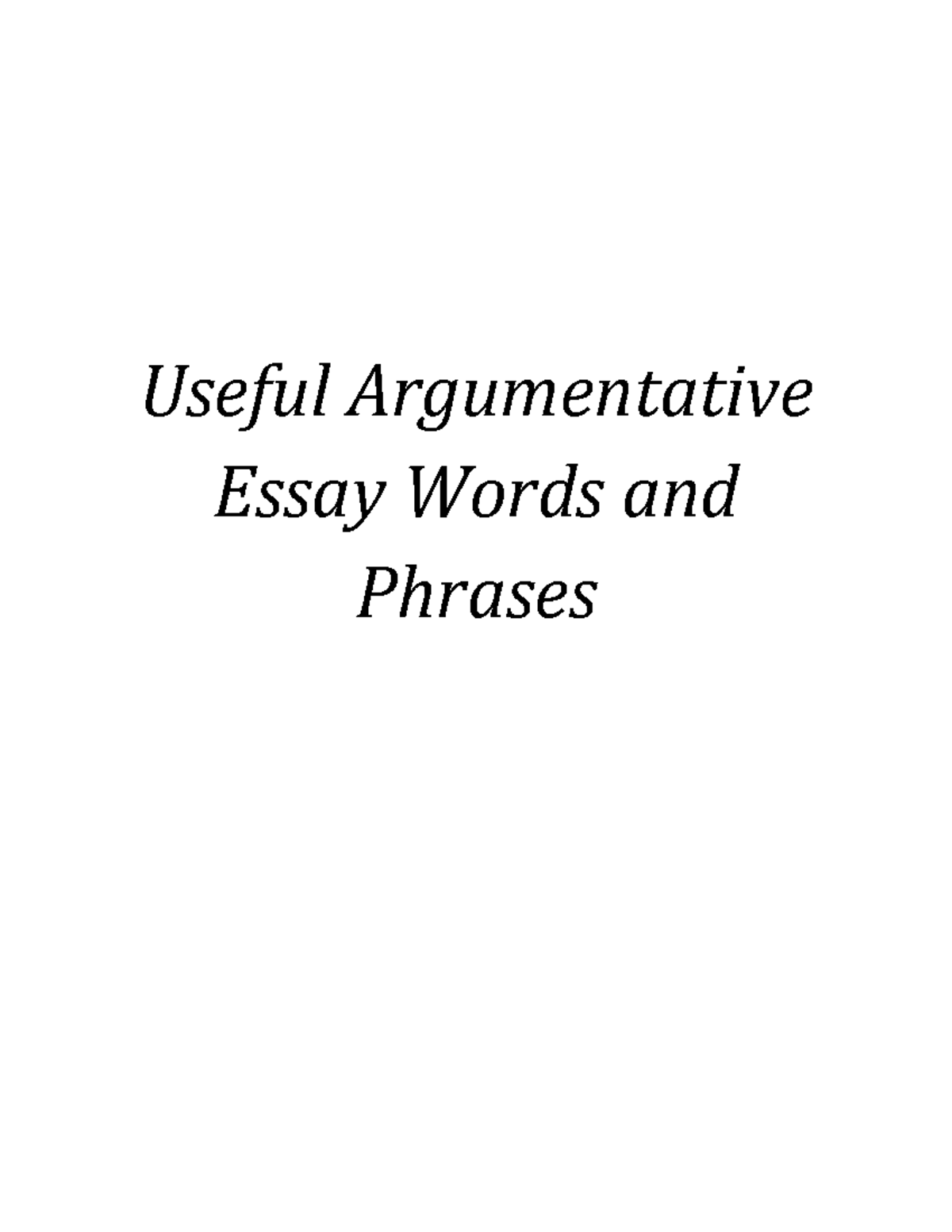 Examples of Argumentative Language - Useful Argumentative Essay Words ...