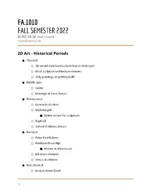Fine Arts 3 - notes about different kinds of 2d art, the materials used ...