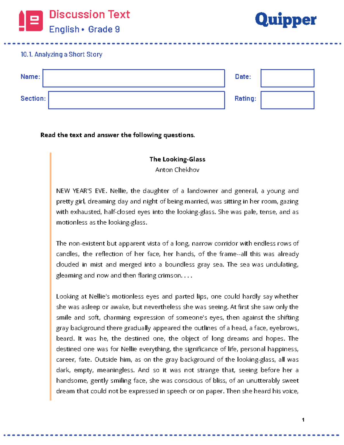 ME-ENg-9-Q2-1001 DT Analyzing-a-Short-Story - English • Grade 9 10 ...