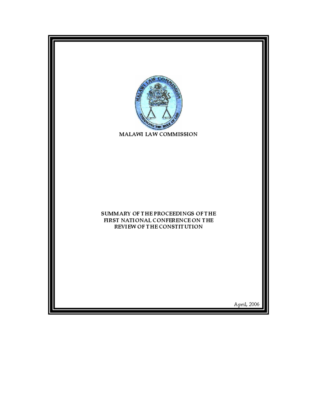 Summary OF THE Proceedings OF THE First National Conference ON Review ...
