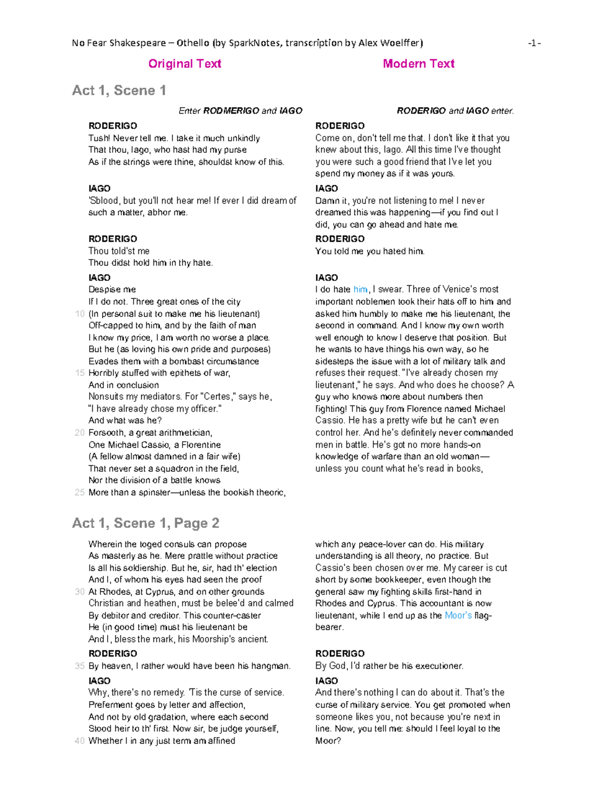 File no fear shakespeare - Original Text Modern Text Act 1, Scene 1 ...