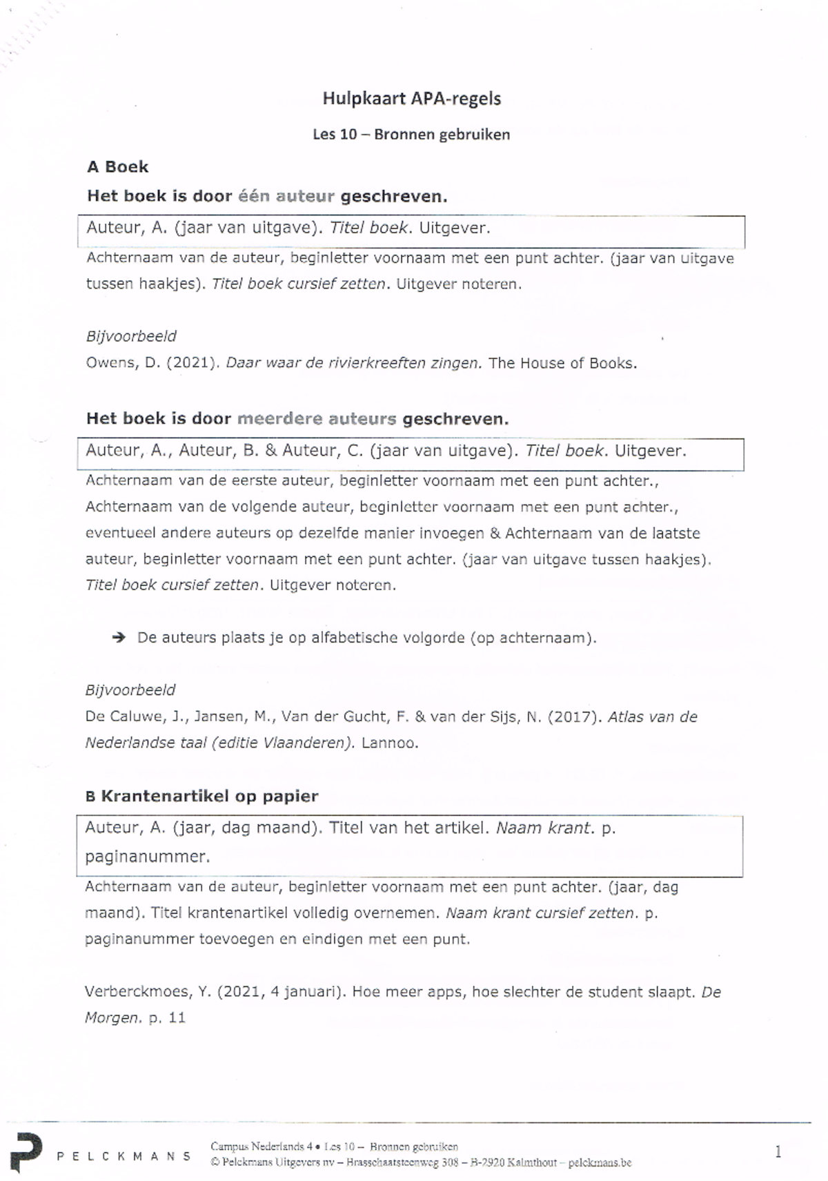 apa-regels voor bronnen - Nederlands - Studocu